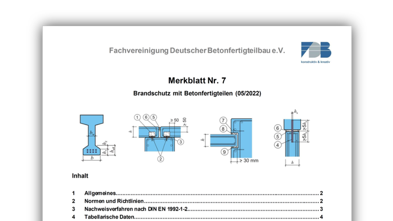 FDB-Merkblatt zu Brandschutz mit Betonfertigteilen