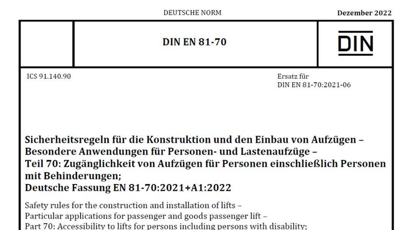 Barrierefreie Aufzüge nach DIN EN 81-70